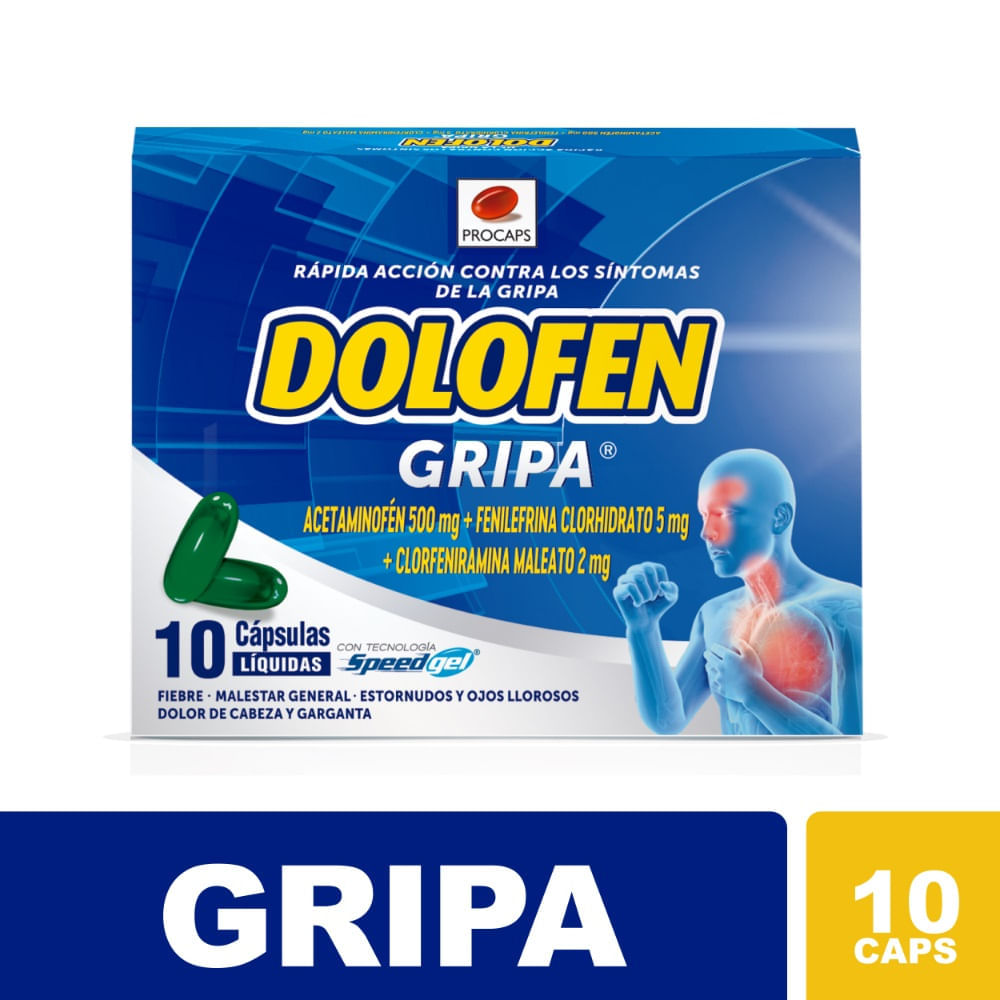 Dolofen Gripa 500g/5mg/2mg X 10 Capsulas | Puntos Colombia